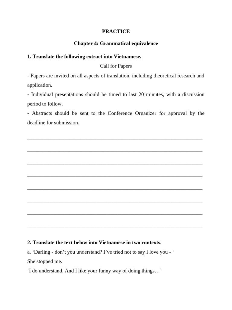 PRACTICE CHAPTER 4 - Grammatical Equivalence | PDF
