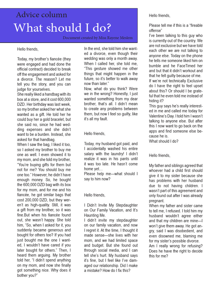 Navigating Relationship and Family Dilemmas | PDF