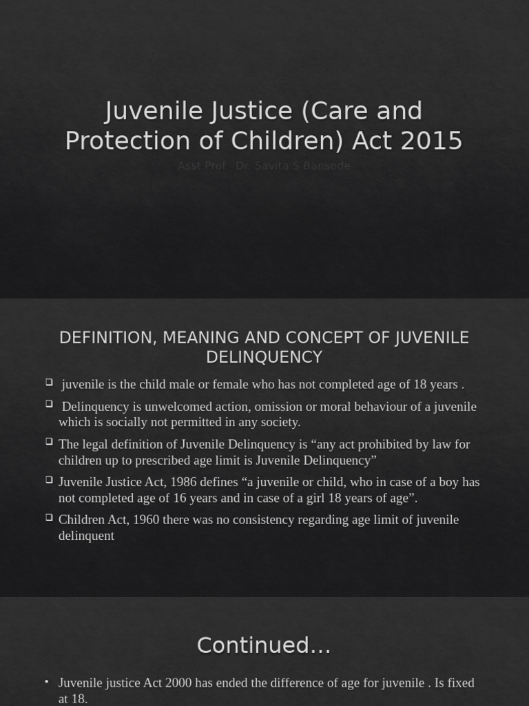 Juvenile Justice (Care and Protection of Children-1 | PDF | Juvenile ...