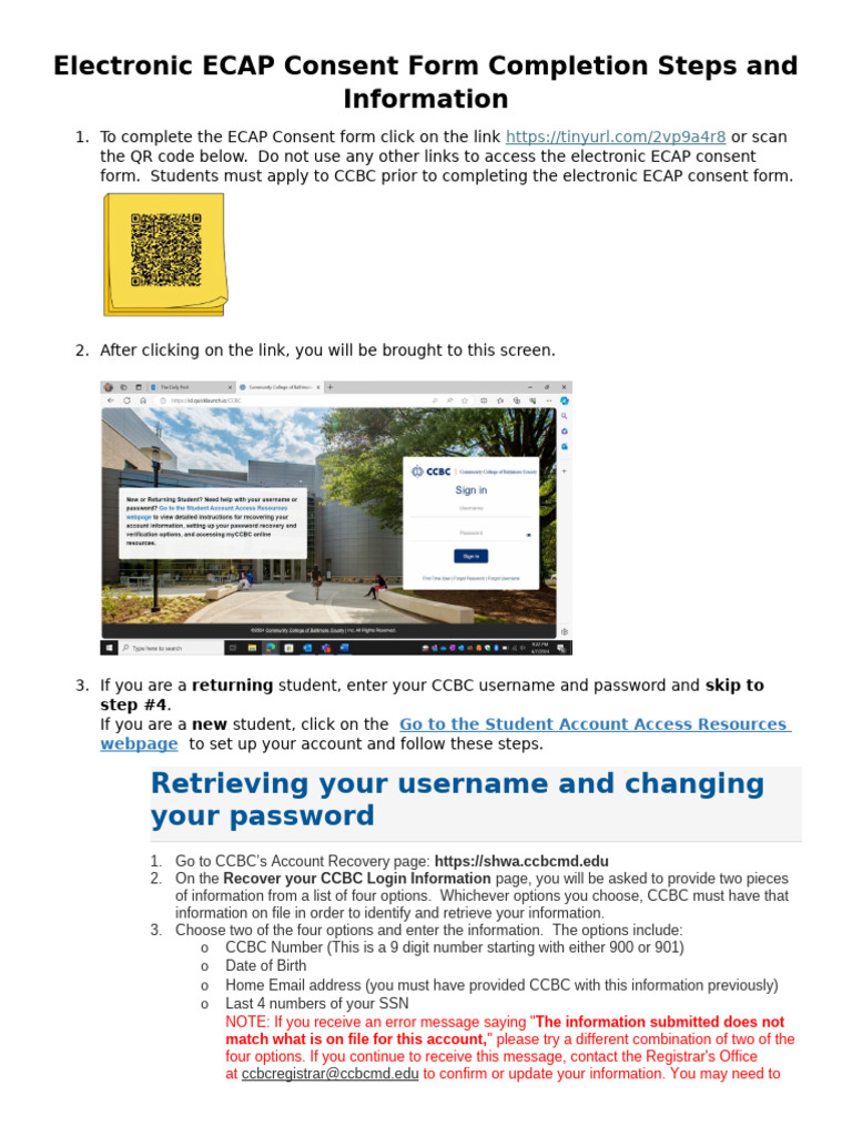 Electronic ECAP Consent Form Completion Steps and Information | PDF ...