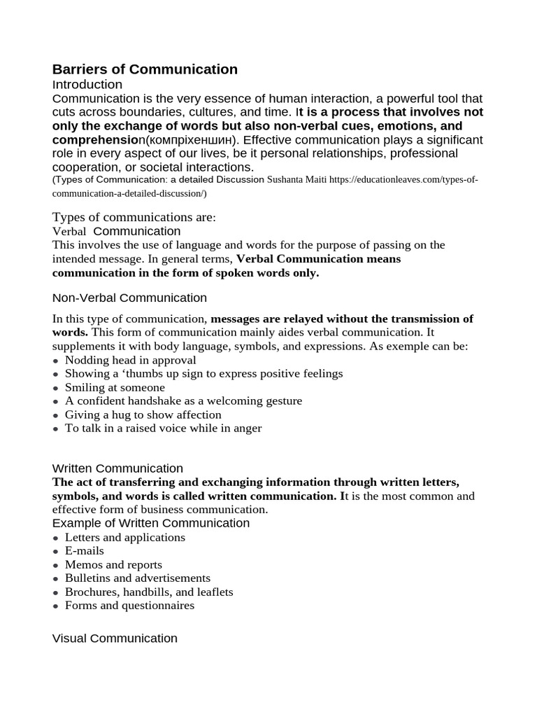 Barriers in Communication | PDF | Communication | Nonverbal Communication