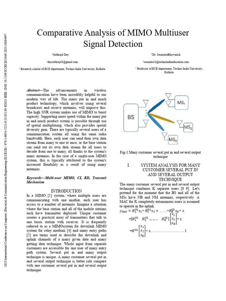 Comparative Analysis Of Mimo Multiuser Signal Detection 978 1 6654 5251
