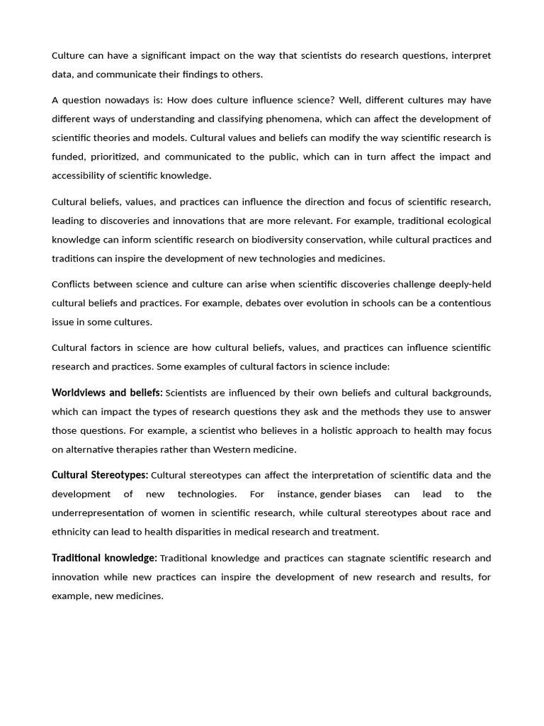 Cultural Influence on Science and Superstition | PDF | Superstitions ...