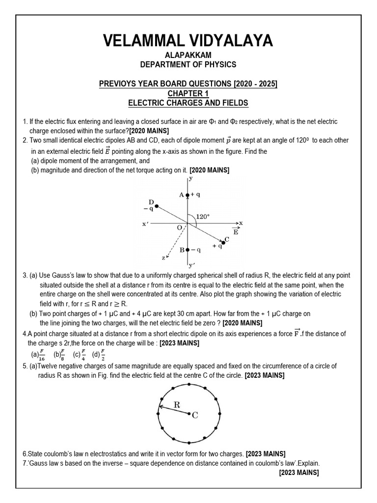 Electric Dipoles and Fields Analysis | PDF | Dipole | Electric Field