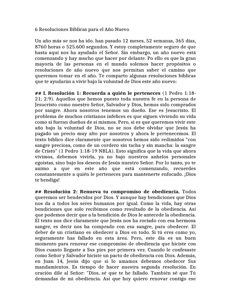 6 Resoluciones Bíblicas para el Año Nuevo | PDF | Amor | Dios