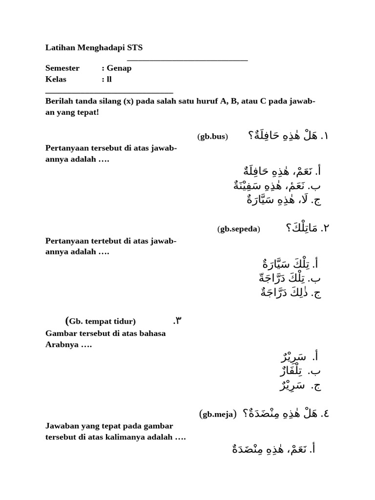 Latihan B.Arab STS - II-2025 | PDF
