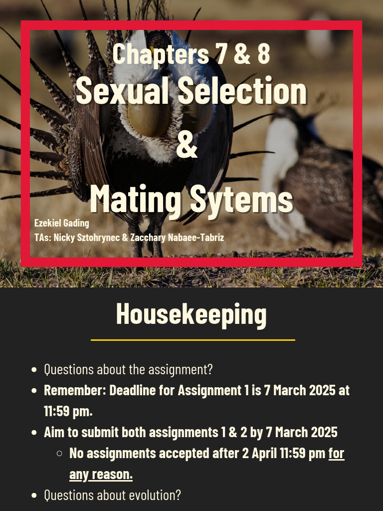 Revised PSYC 3280 Sexual Selection and Mating Systems 2025 | PDF ...