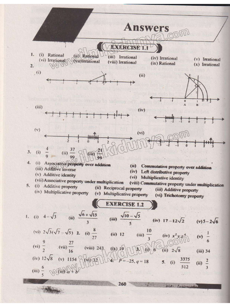 9th Mathematics Exercise Answers | PDF