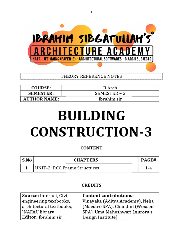 ISAA BC-3 (Unit-2 RCC Frame Structures) | PDF | Beam (Structure ...