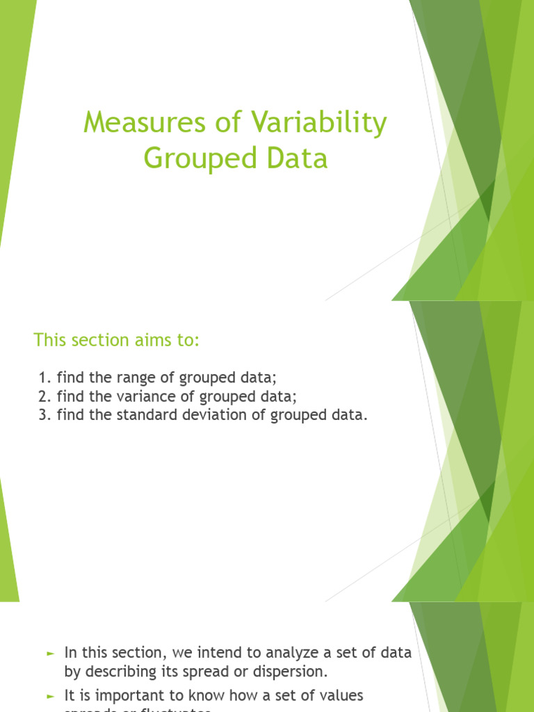 Measures of Variability Grouped Data | PDF