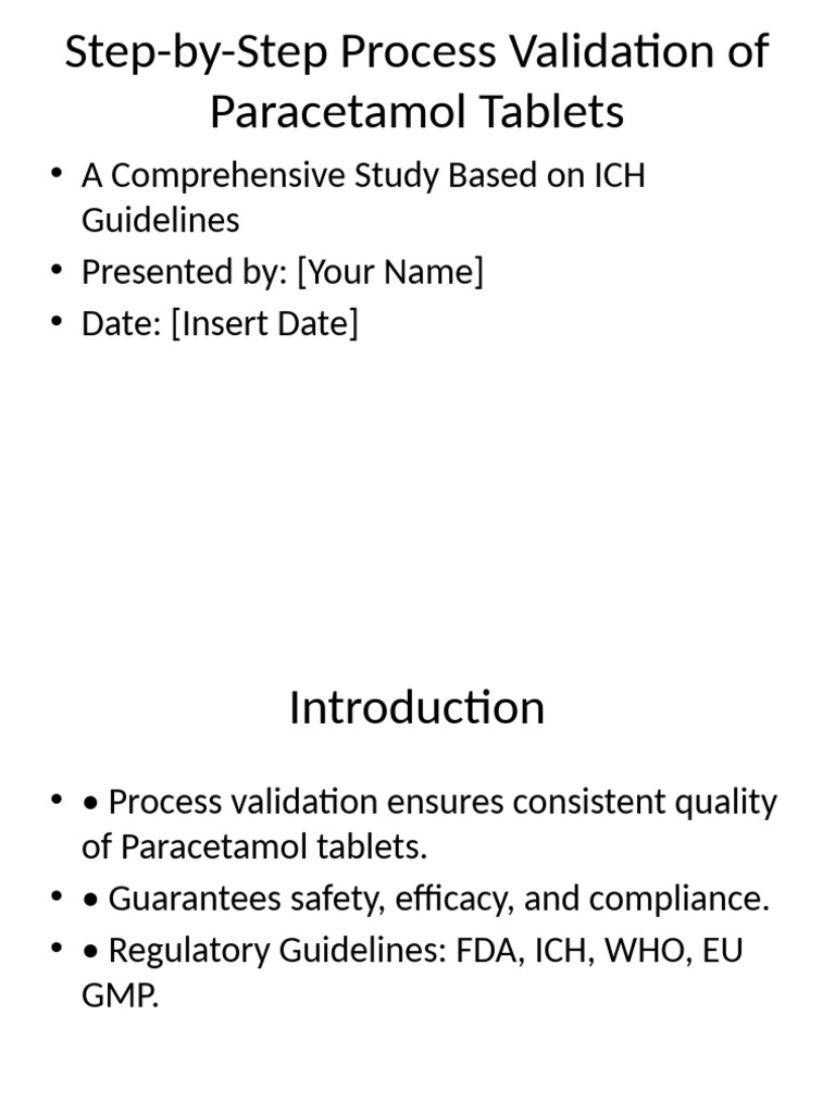 Process Validation Paracetamol | PDF | Verification And Validation | Tablet (Pharmacy)