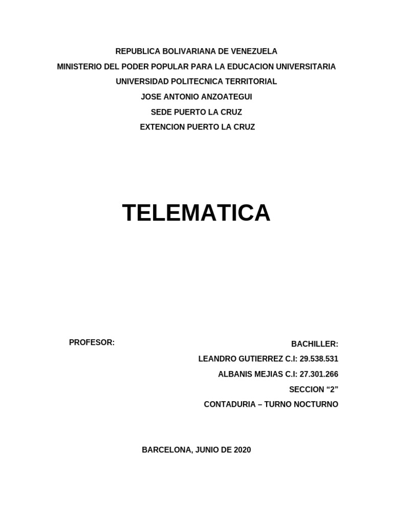 Telemática | PDF | Telecomunicaciones | Ciencias de la Computación