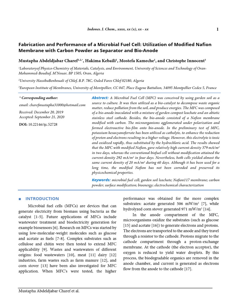 Fabrication and Performance of A Microbial Fuel Ce | PDF | Electricity ...