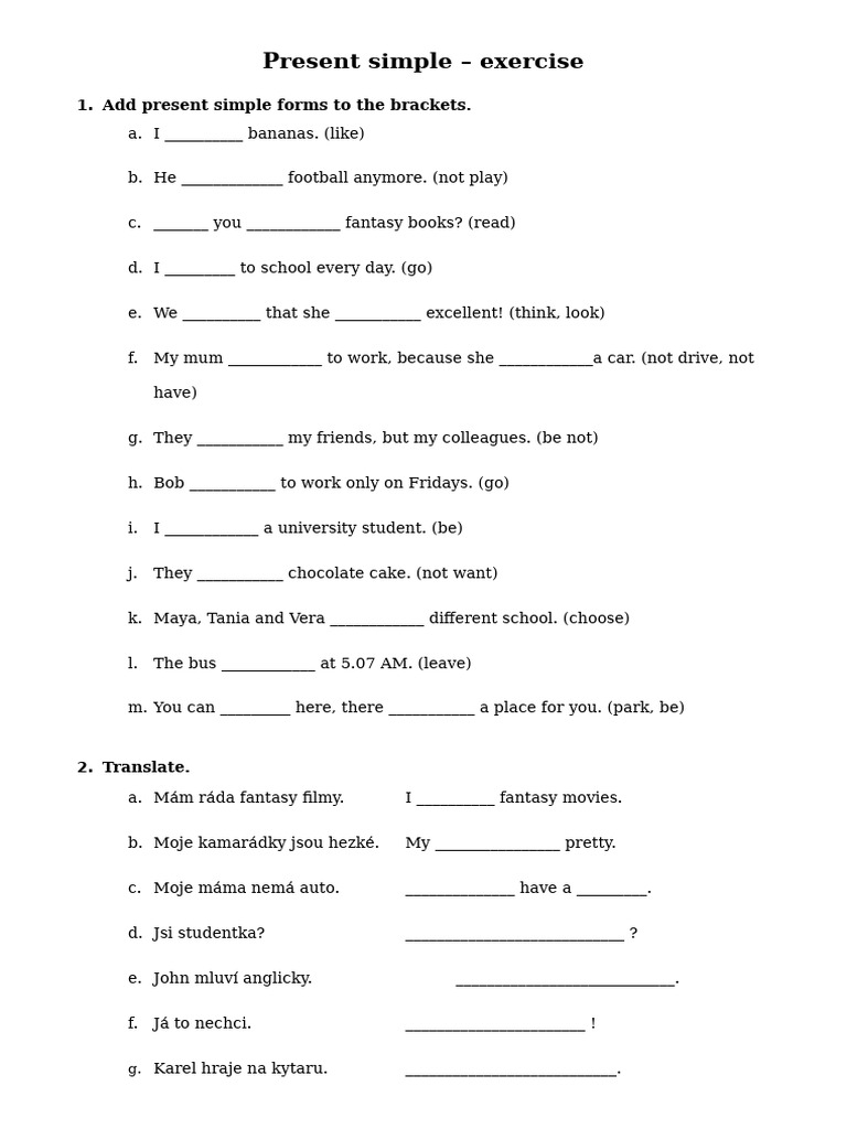 Present simple_exercise | PDF