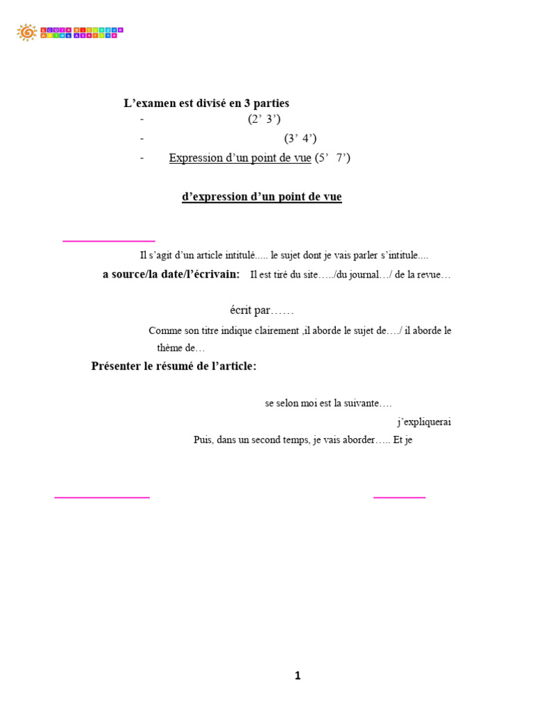 Production Orale B1 | PDF