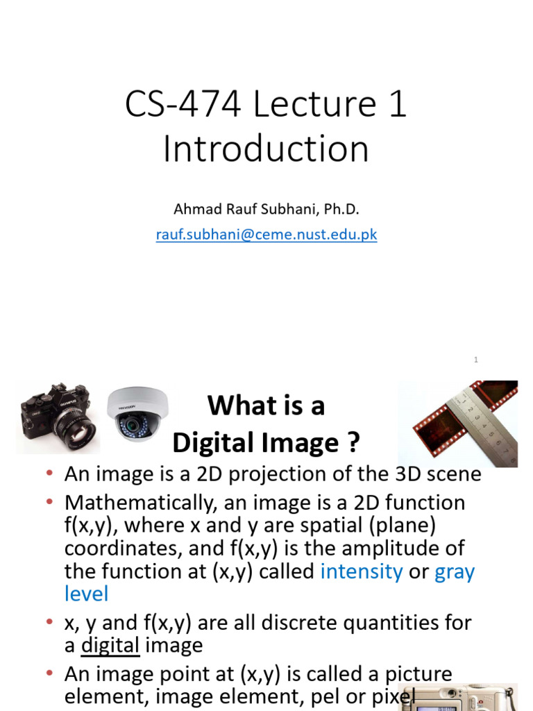 CS 474 Lec 01 Introduction | PDF | Computer Vision | Digital Image