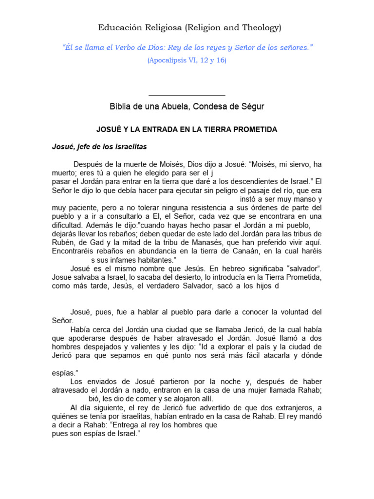 Religión - 5° Año o Grado - Parte 2 | PDF | Joshua | Arca de la Alianza