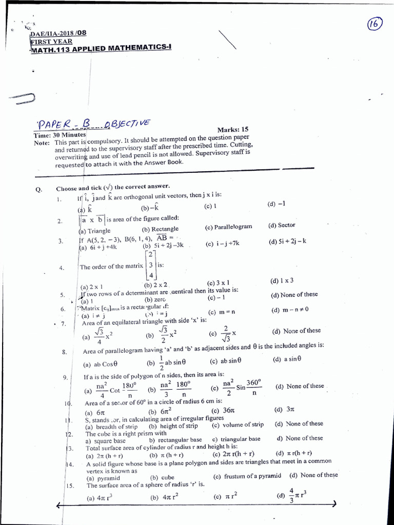 Applied Mathematics Exam Questions | PDF | Euclidean Vector | Area