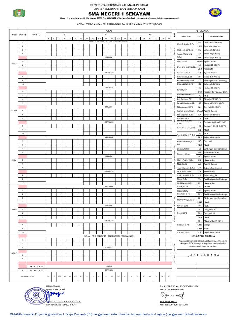 Jadwal KBM (Revisi) | PDF