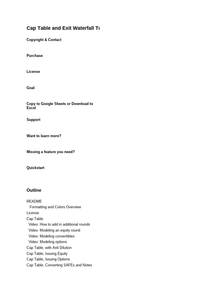Cap Table and Exit Waterfall Tool, by Foresight | PDF | Option (Finance ...