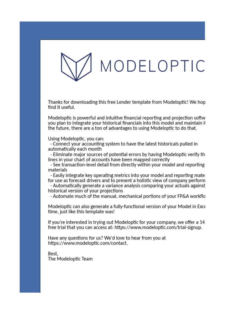 Lender Template Model | PDF | Expense | Mortgages