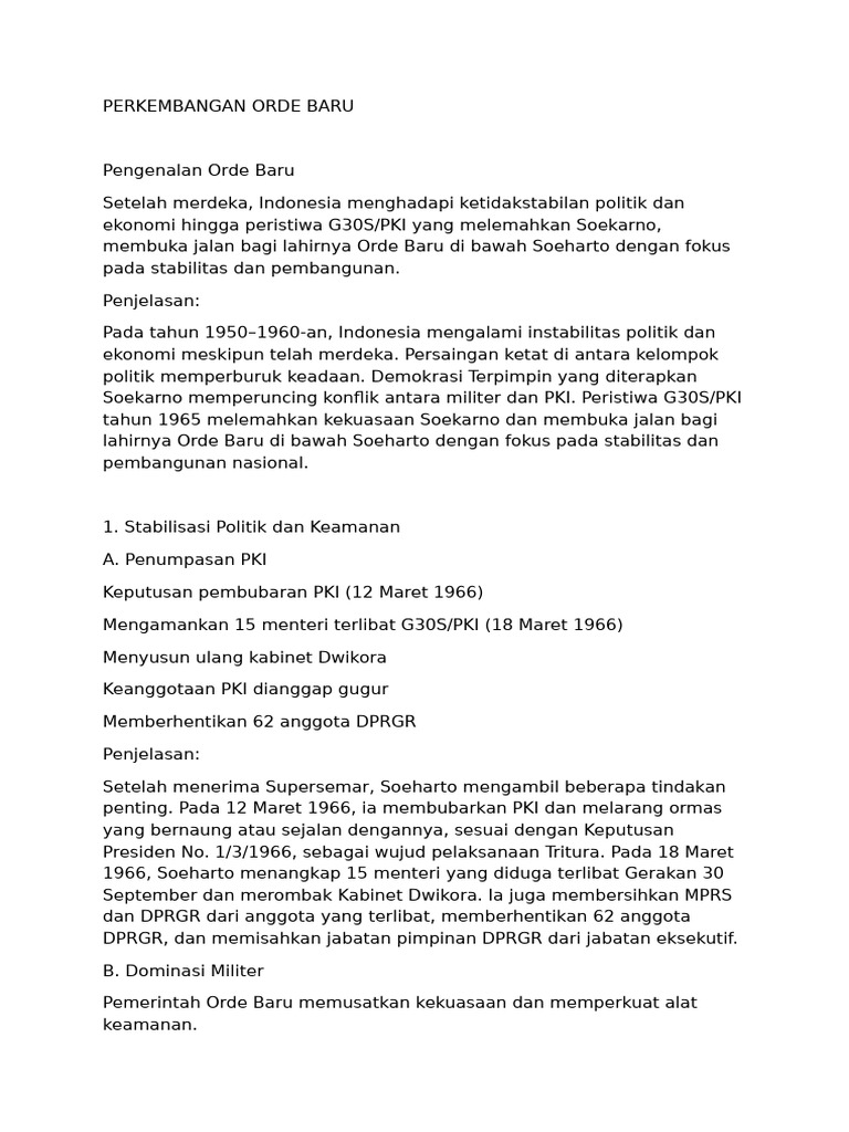 Perkembangan Orba | PDF