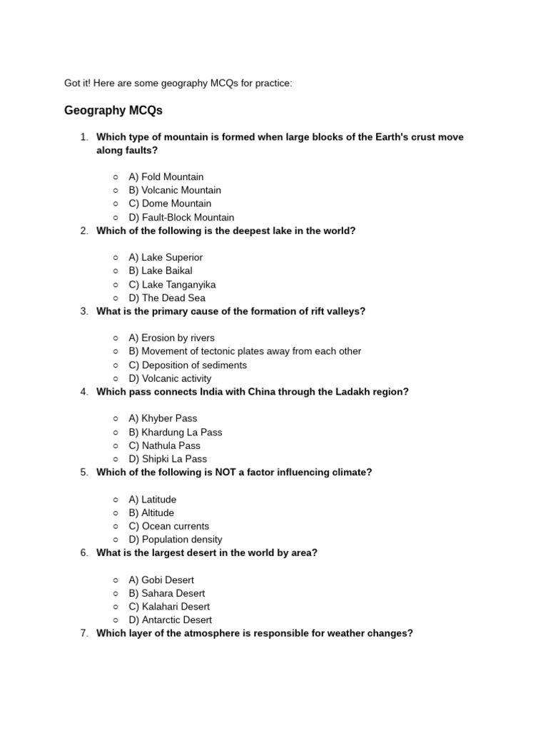 History Geography Quiz | PDF