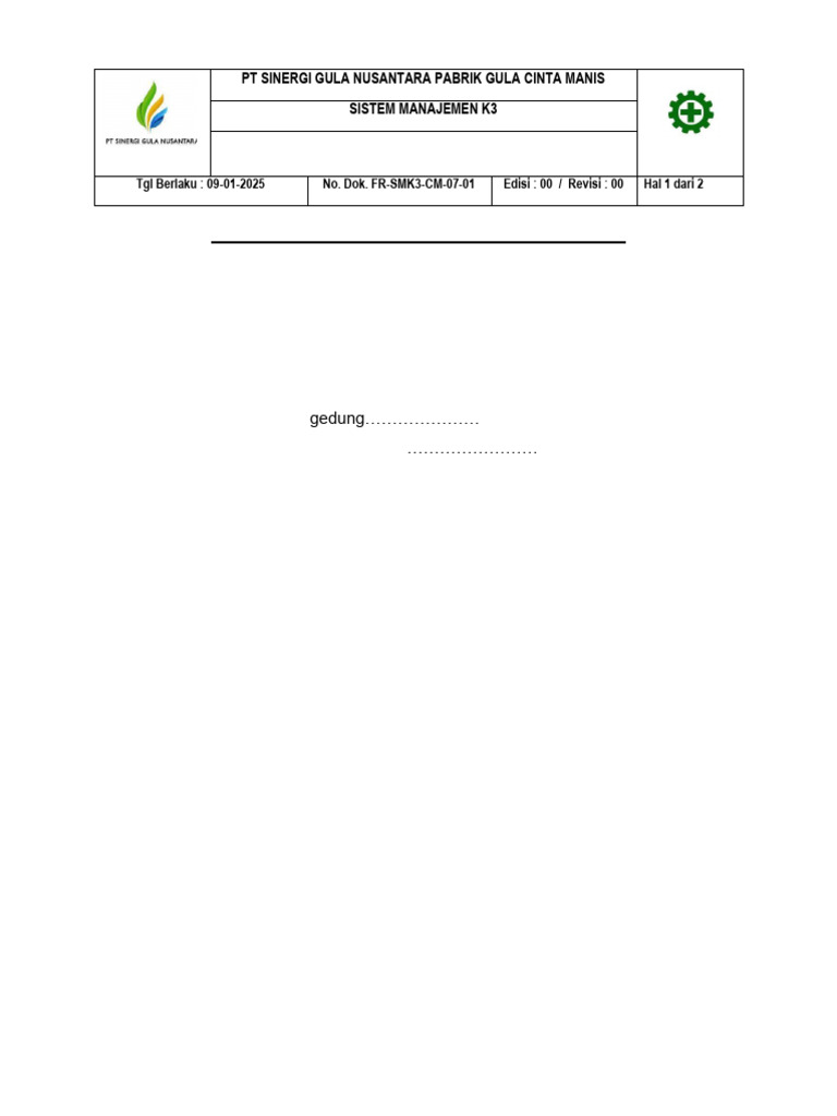 Form Safety Induction Untuk Tamu | PDF