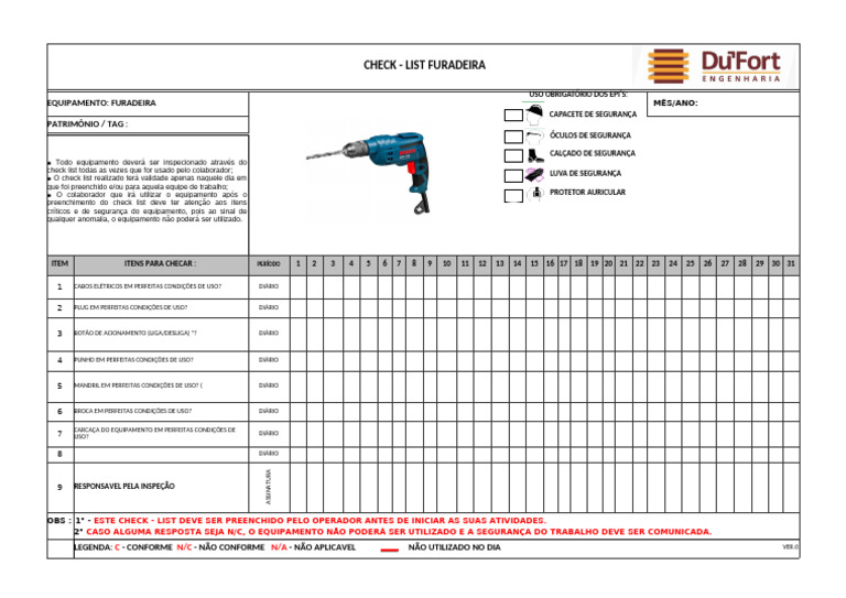 check list furadeira | PDF