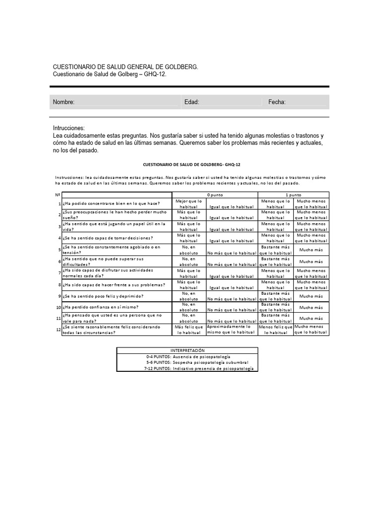 GHQ 12 | PDF