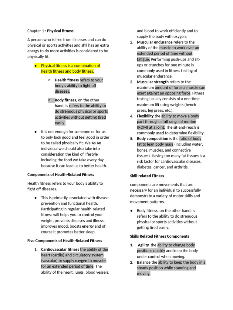 Peh 11 Reading Materials | PDF | Physical Fitness | Strength Training