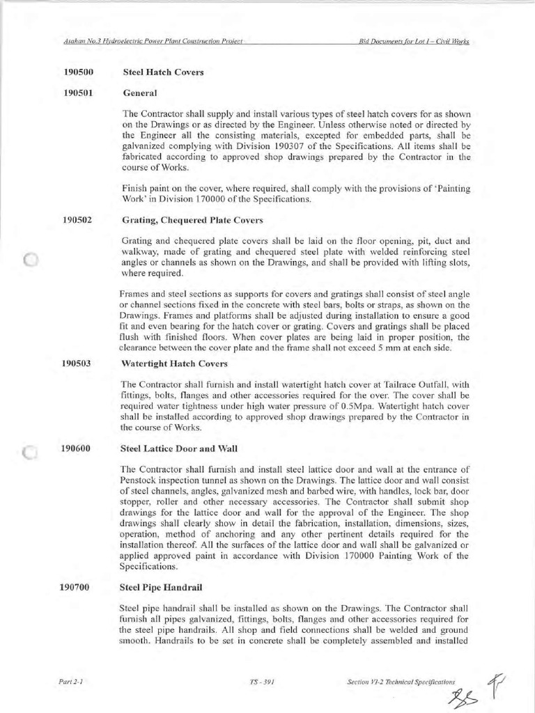 Steel Handrail Specification Work A3 Project | PDF