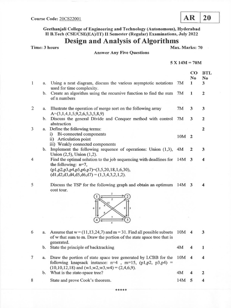 Design and Analysis of Algorithms | PDF
