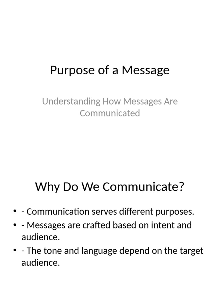 Purpose of Message | PDF
