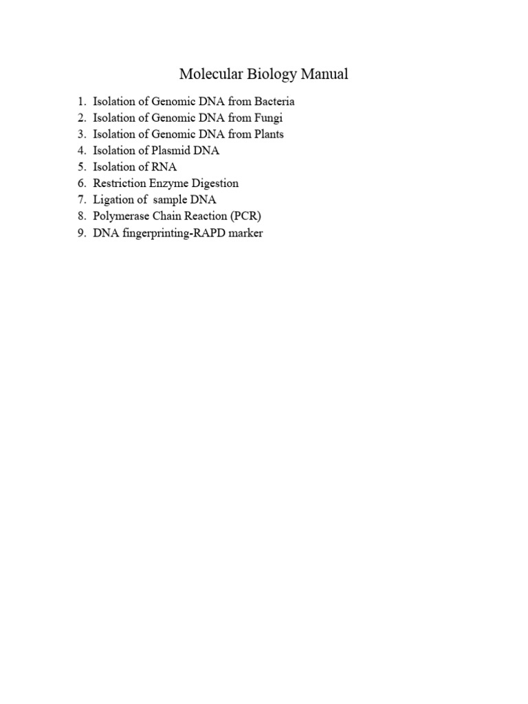 DNA Isolation Techniques in Molecular Biology | PDF | Polymerase Chain ...