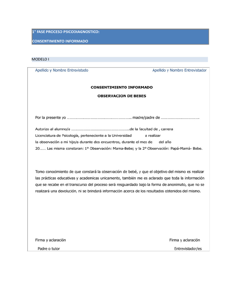 Consentimientos Informados Modelos | PDF