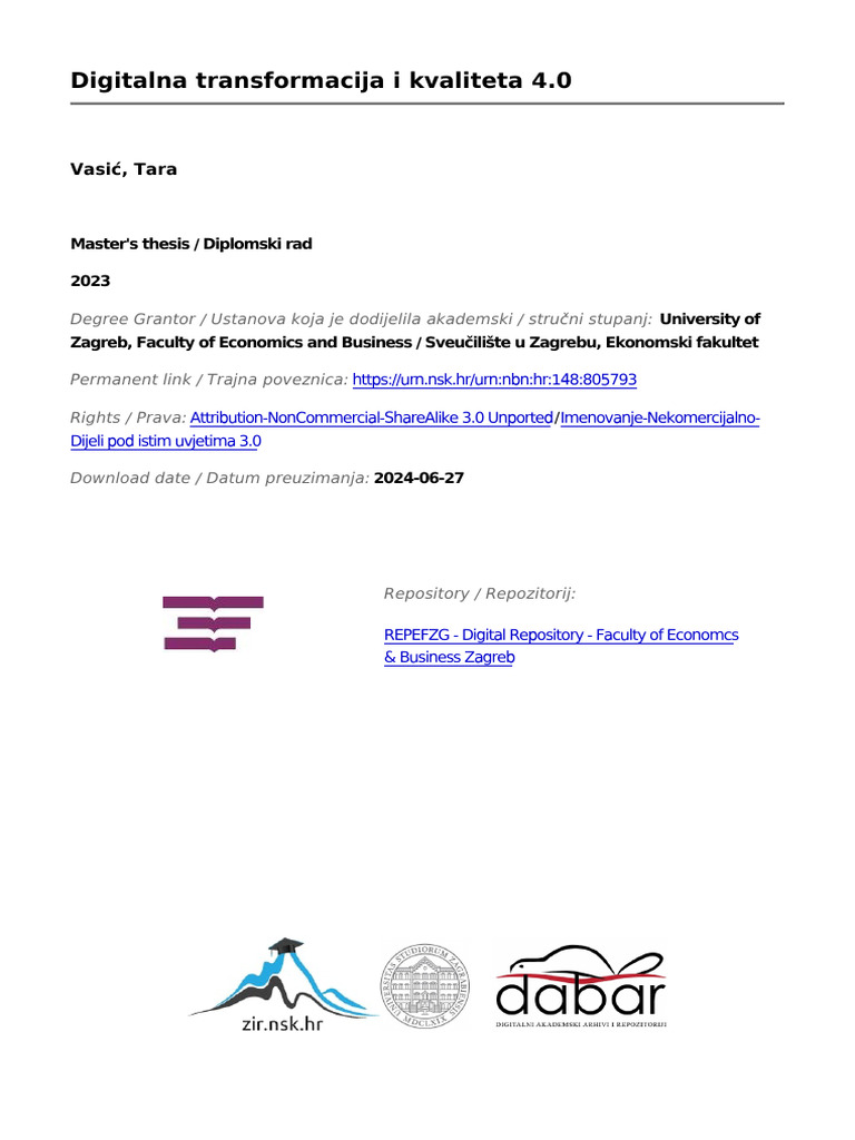 Digitalna Transformacija I Kvaliteta 4.0 Tara Vasic | PDF