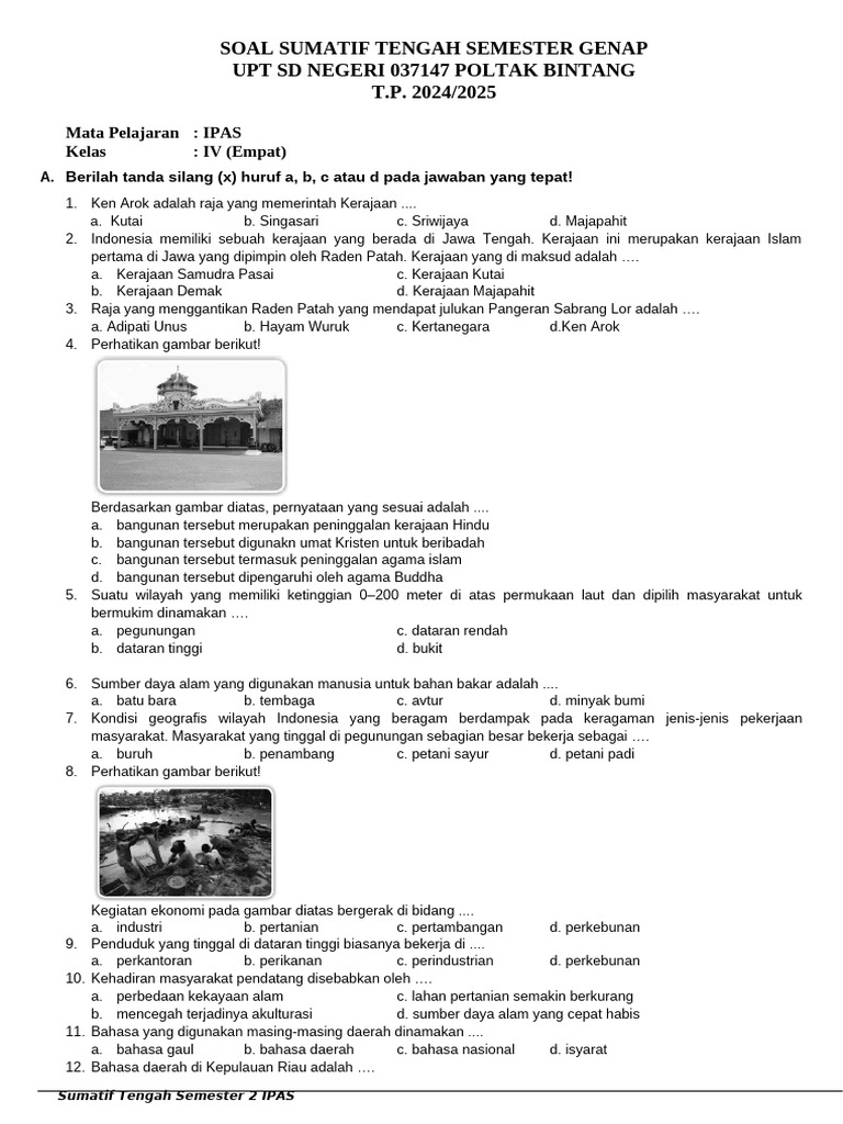 Sts Ipas Sem 2 Kelas 4 | PDF