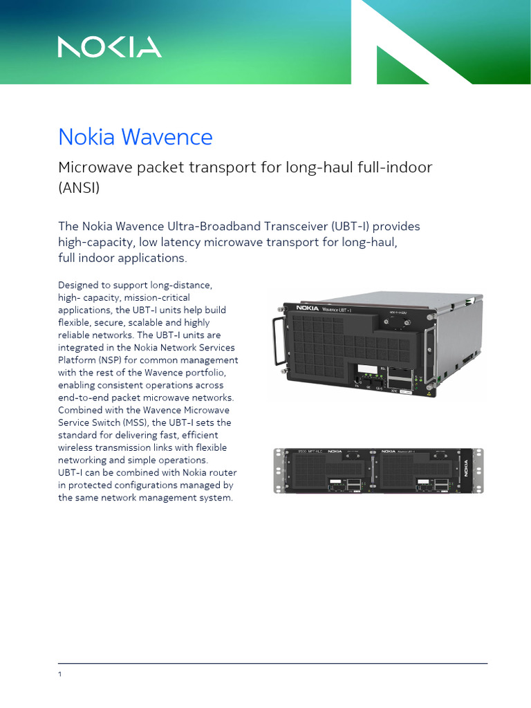 Nokia Wavence UBT-I Microwave Overview | PDF | Computer Network ...