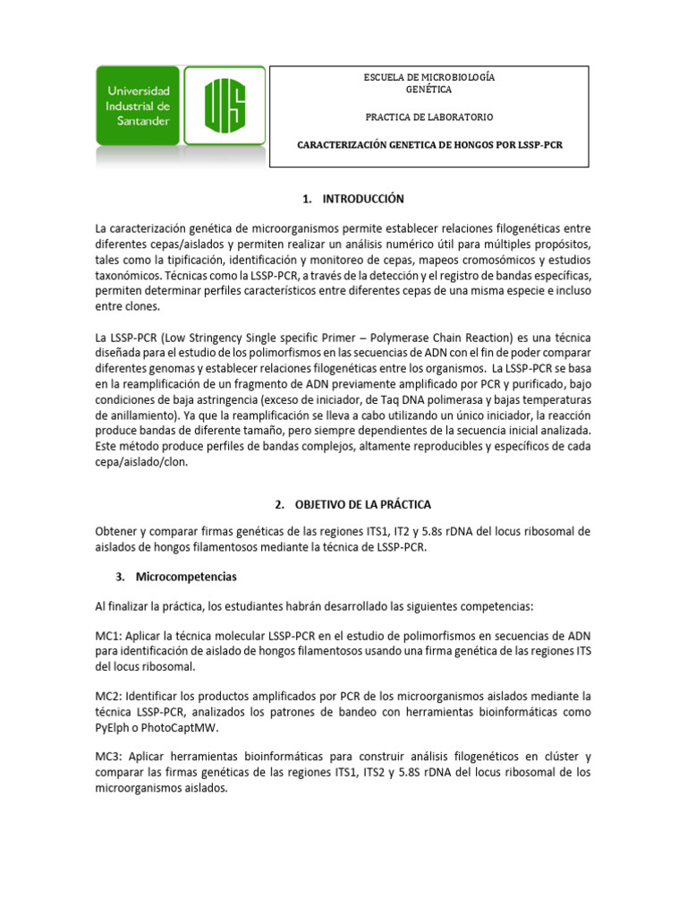 Caracterización genética de hongos LSSP-PCR | PDF | Reacción en cadena ...