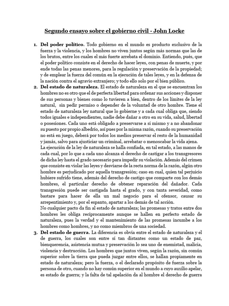 Resumen John Locke | PDF | Propiedad | Libertad