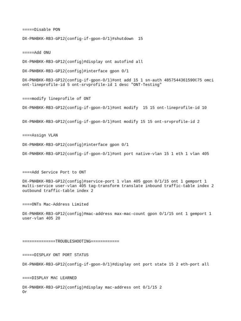 Step-by-Step Huawei OLT Configuration | PDF | Computer Engineering ...