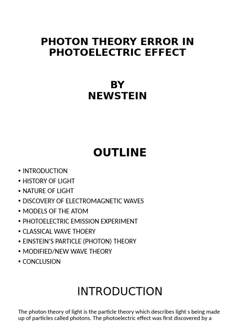 Photon Theory Error in Photoelectric Effect | PDF | Photoelectric ...