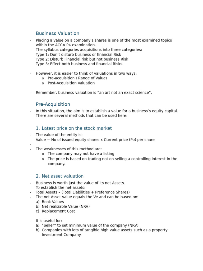 M&A Valuation Methods Explained | PDF | Valuation (Finance) | Takeover