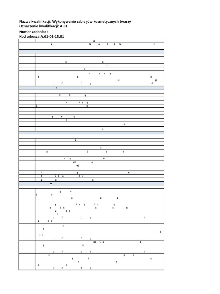 Zasady oceniania z. 01 A.61-01-15.01 | PDF