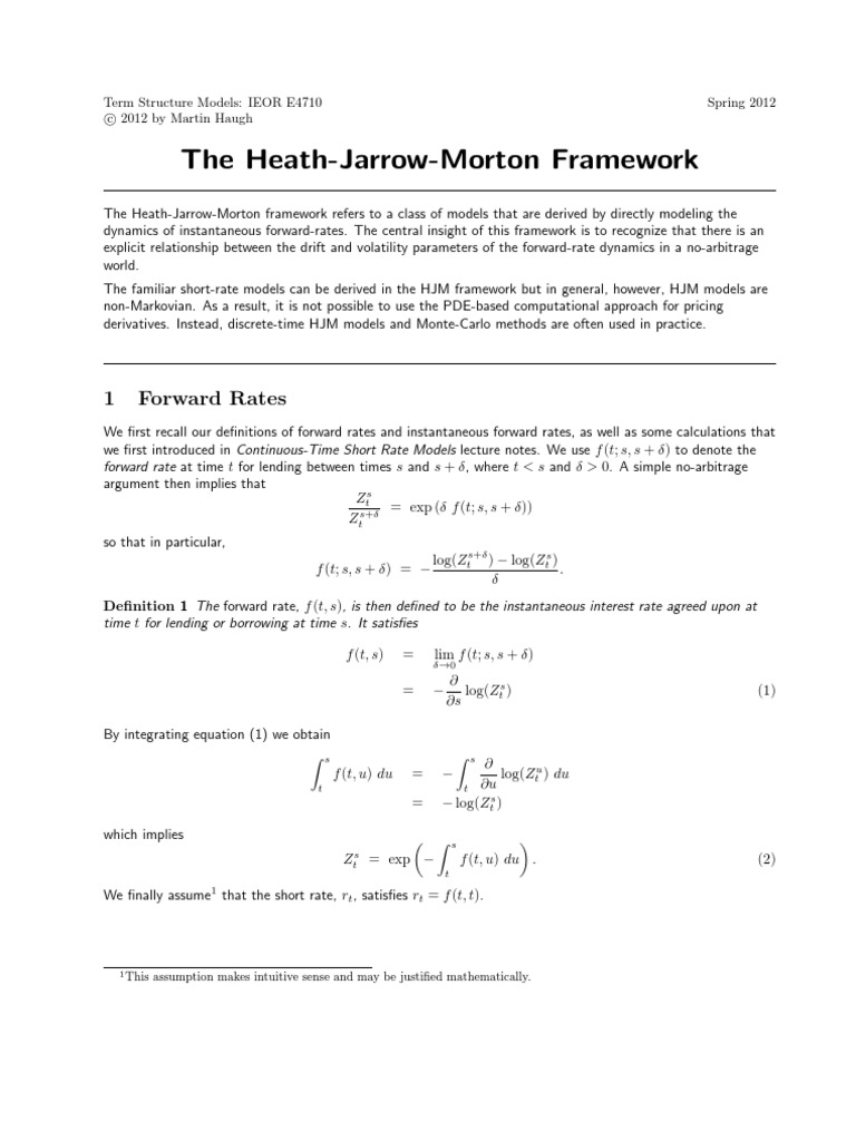 HJM Models | PDF | Volatility (Finance) | Bonds (Finance)
