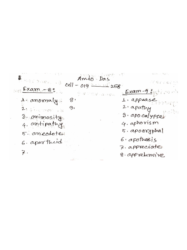 Exam 8,9 | PDF