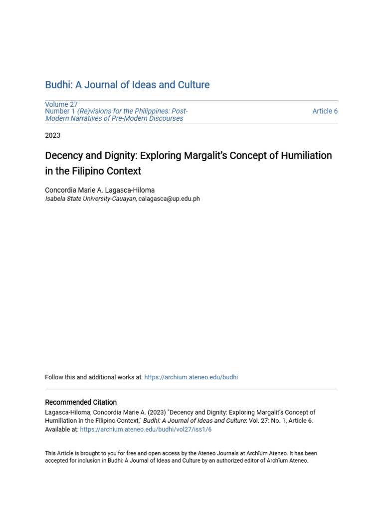 Lagasca-Hiloma[2023]_Humiliation | PDF | Self Esteem | Dignity