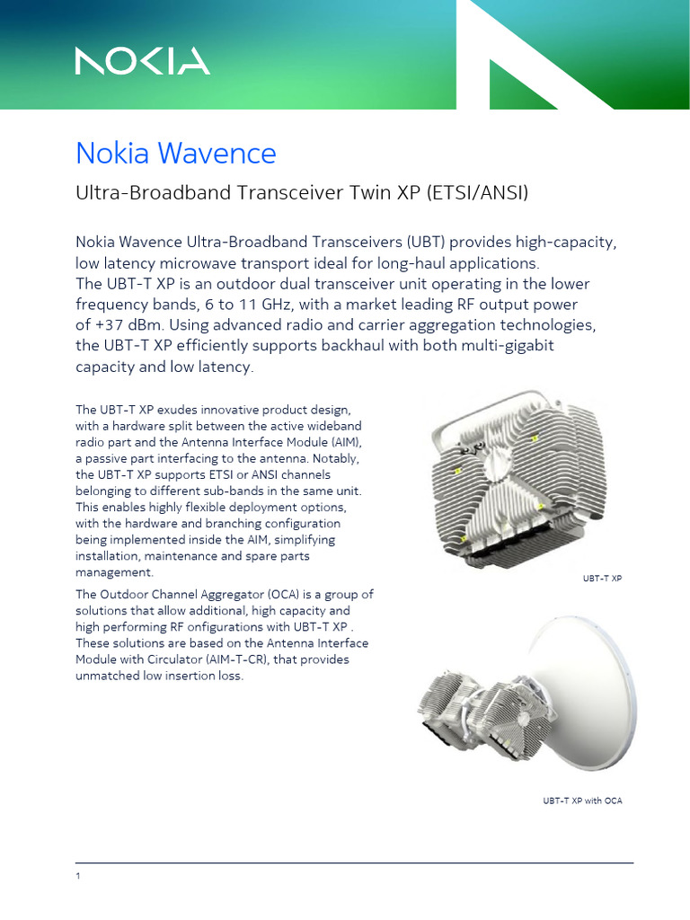 Nokia Wavence UBT-T XP Overview | PDF | Computer Network | Nokia