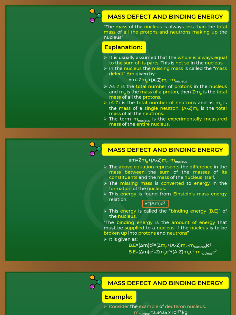 4 Mass Defect and Binding Energy | PDF | Atomic Nucleus | Physical Quantities